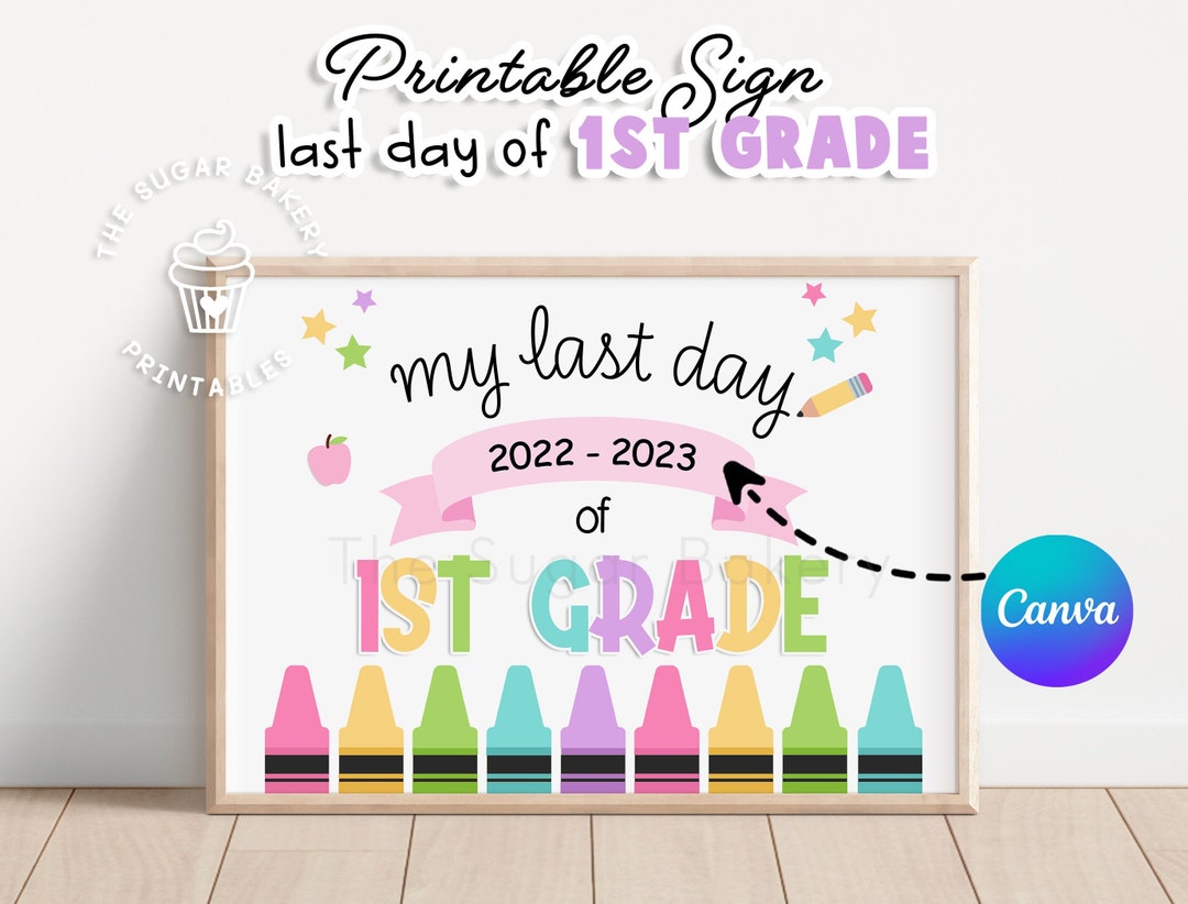 LAST DAY of 1st Grade Sign, EDITABLE Last Day of School Sign, Goodbye ...