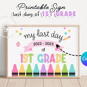LAST DAY of 1st Grade Sign, EDITABLE Last Day of School Sign, Goodbye ...