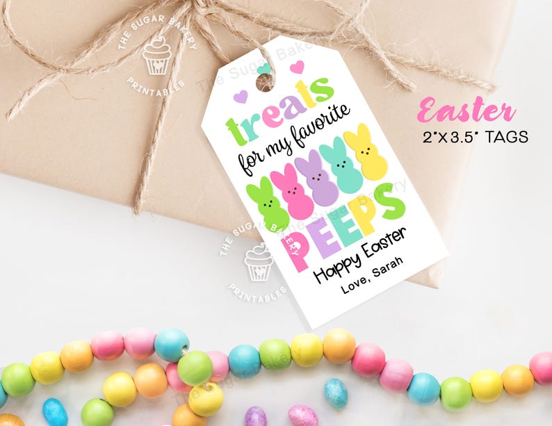 Easter Peeps Gift Tags Printable, Treats for My Favorite Peeps Tag ...