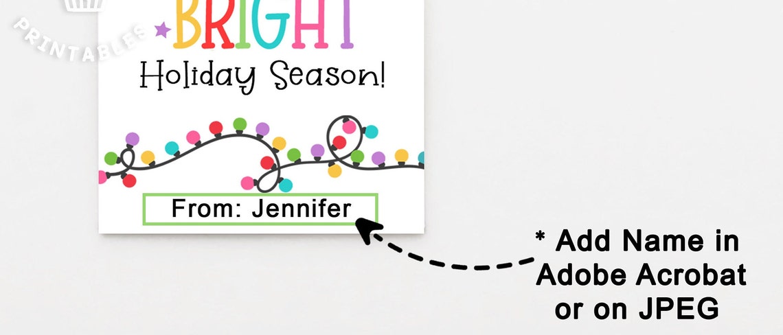 Merry & Bright Christmas Lights Tag Christmas Cookie Tag - Etsy