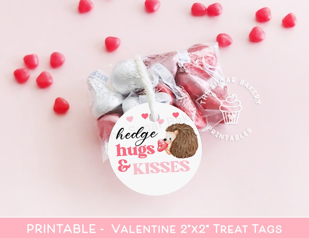Hedgehugs & Kisses Valentine Tag, Printable Valentine Tag, Classroom ...