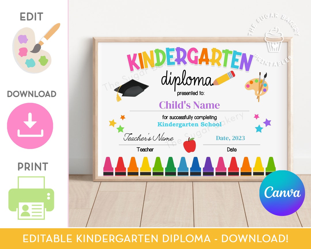 Editable Kindergarten Diploma Kindergarten Graduation - Etsy