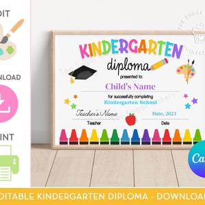 Editable Kindergarten Diploma Kindergarten Graduation - Etsy