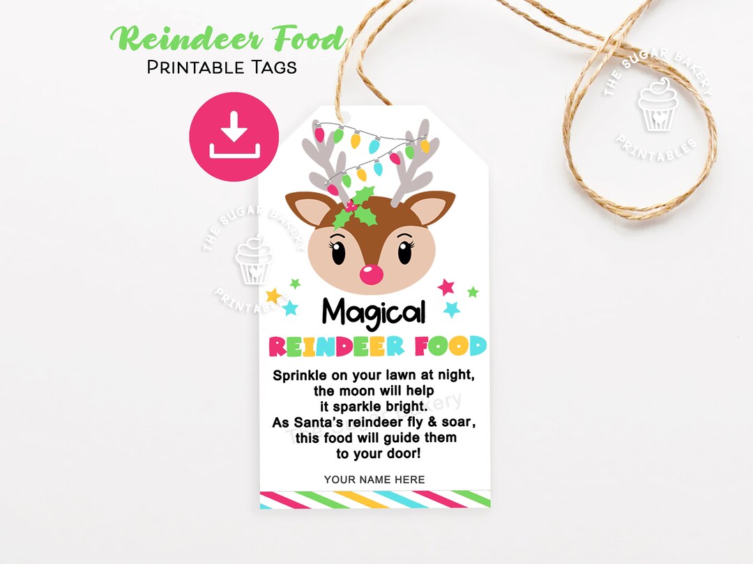 Printable Reindeer Food Tag, Reindeer Food Tag Printable, Magic ...