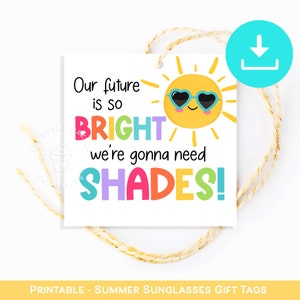 Printable Sunglasses SUMMER GIFT TAGS, Sunglasses Shades Summer Tag ...