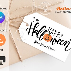 EDITABLE Halloween Gift Tags, Happy Halloween Cookie Tags, Trick or ...