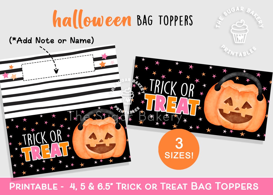Trick or Treat Bag Topper Halloween Pumpkin Cookie Bag - Etsy