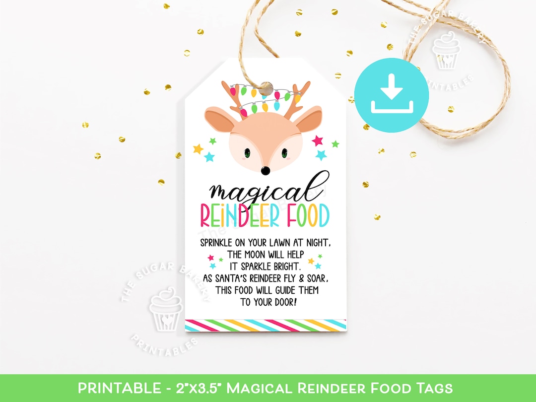 Printable Reindeer Food Tag, Christmas Eve Box for Kids, Magical ...