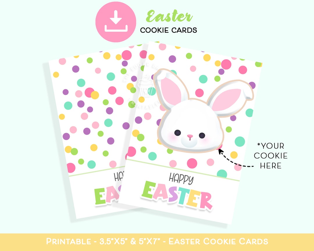 Happy Easter EASTER COOKIE CARD, Printable Cookie Card, Cookie Cards ...