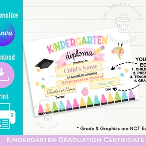 Editable Kindergarten Diploma, Kindergarten Graduation Diploma ...