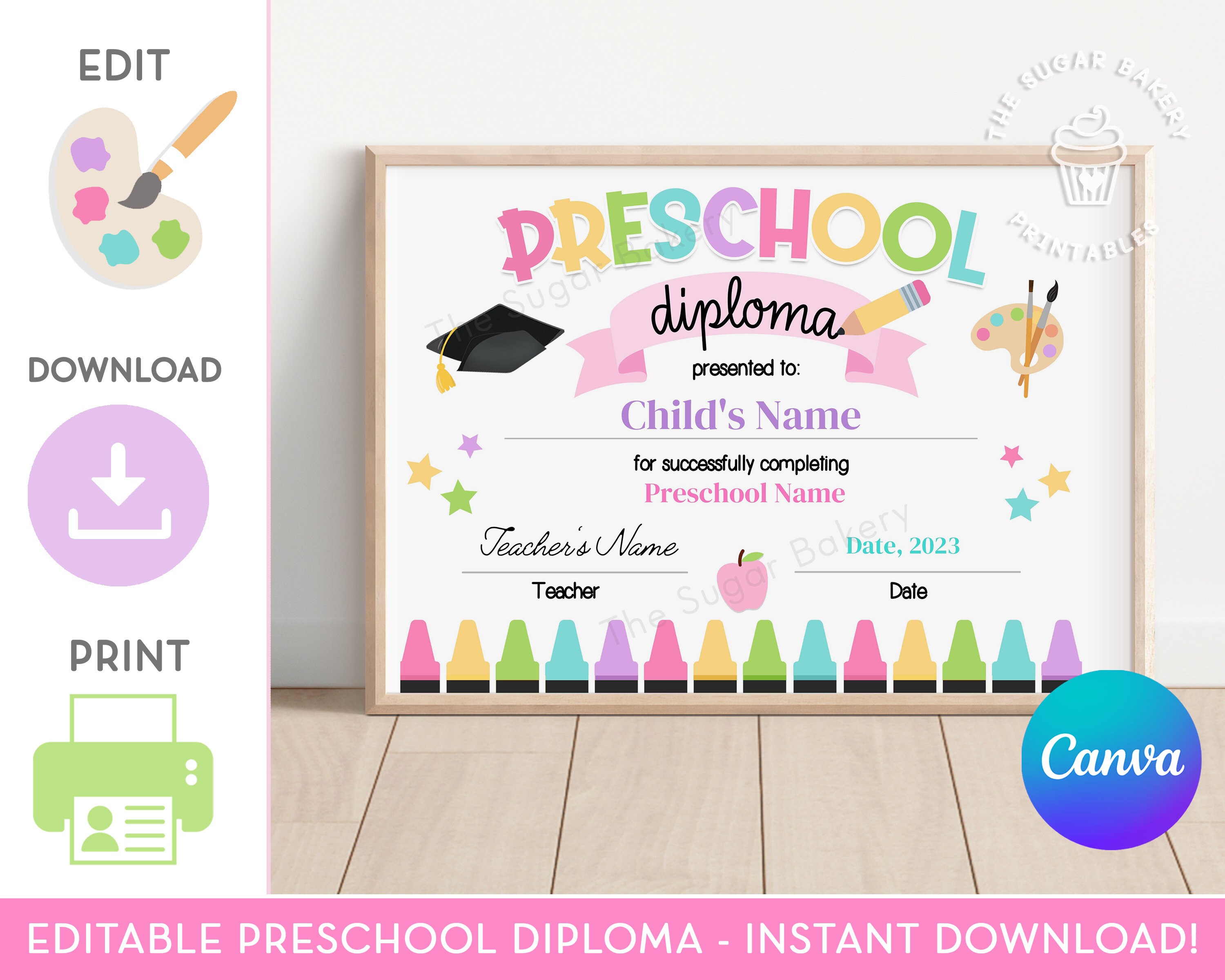 Editable Preschool Diploma Preschool Graduation Diploma - Etsy Canada