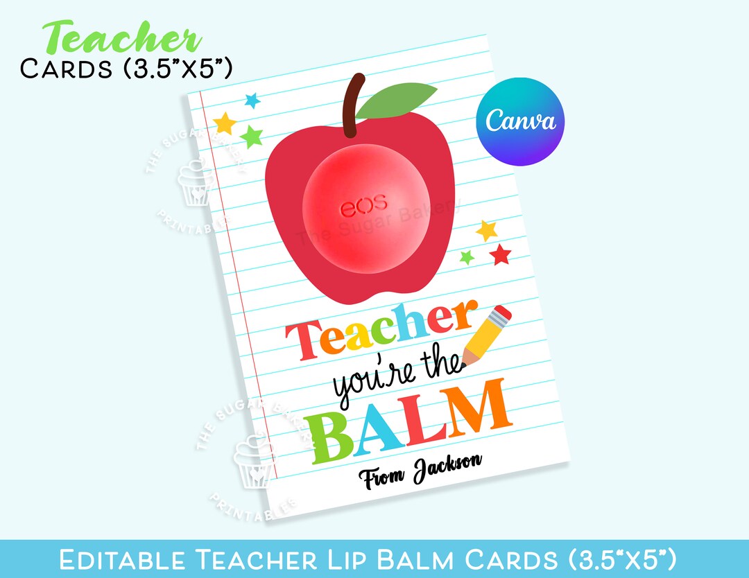 Teacher Appreciation Gift Lip Balm Card Teacher Gift - Etsy