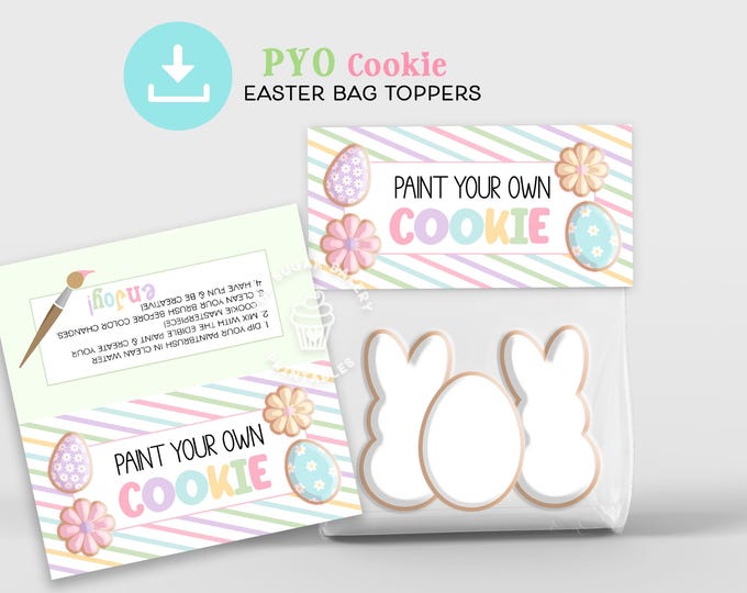 Instant Download Paint Your Own Cookie Bag Topper Printable, Colorful ...