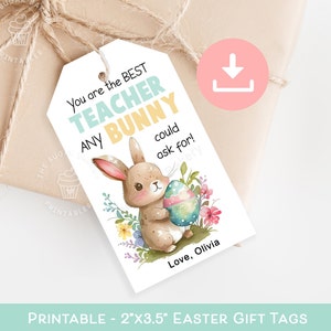 Printable Easter Teacher Gift Tag, Teacher Appreciation Bunny Printable ...