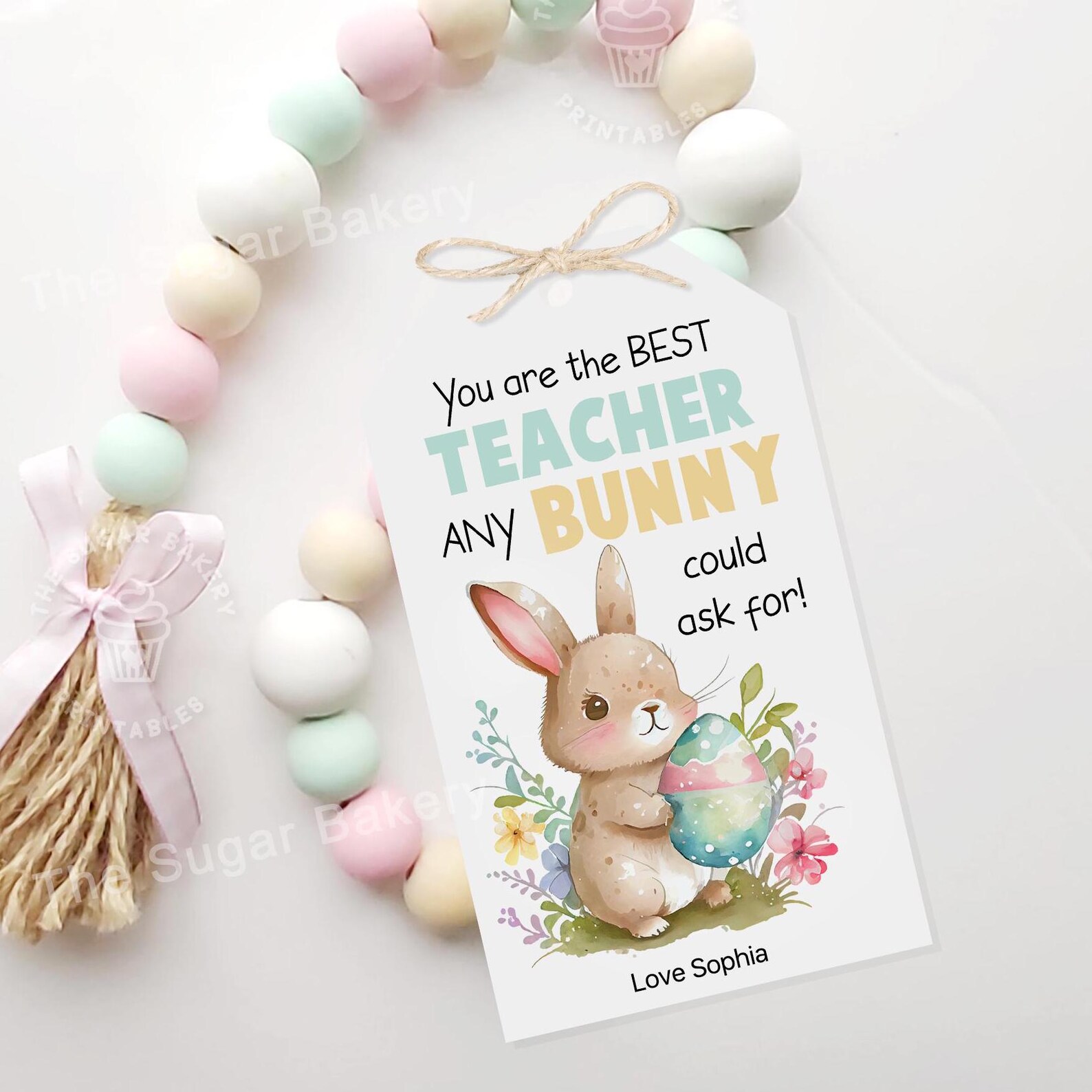 Printable Easter Teacher Gift Tag, Teacher Appreciation Bunny Printable ...