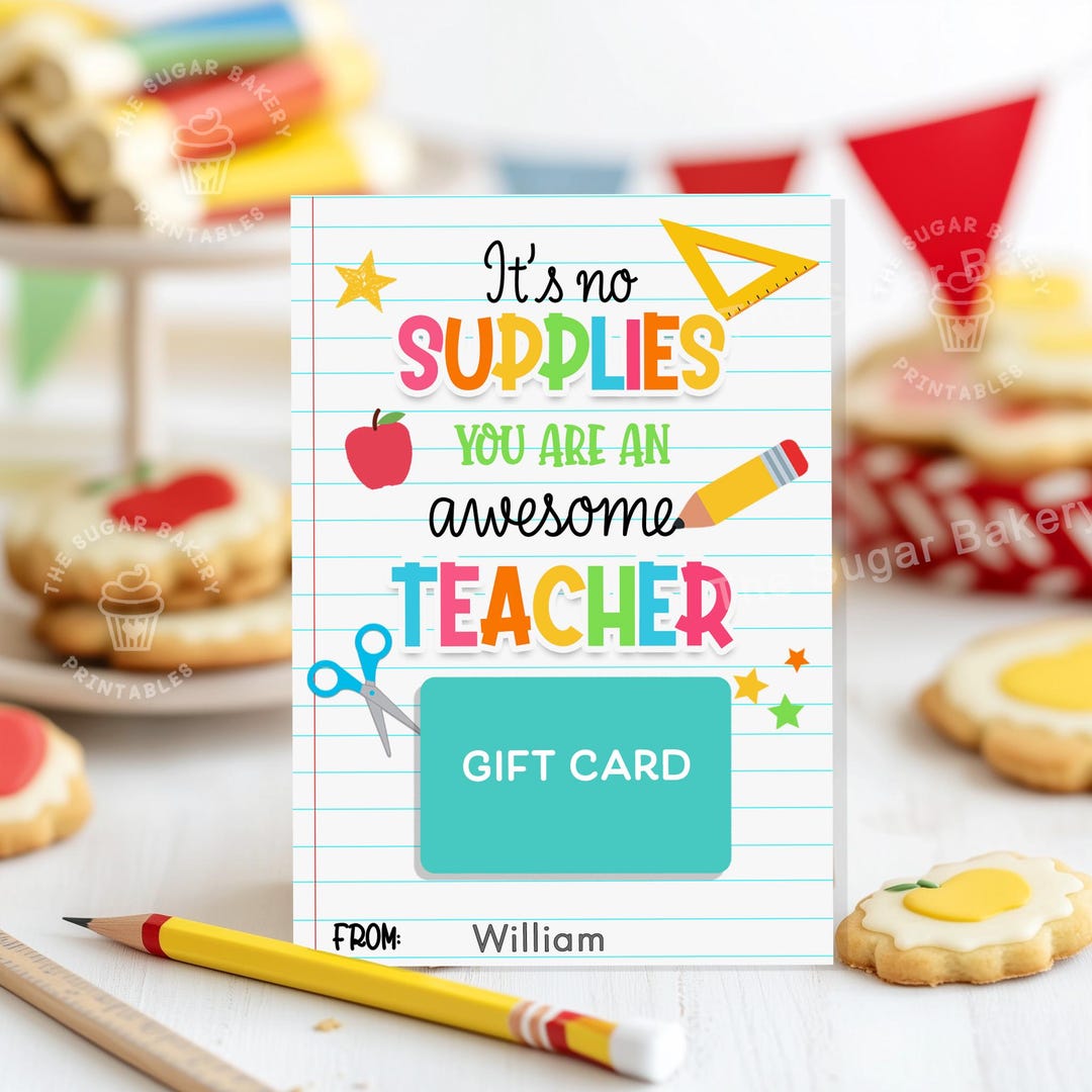 Teacher GIFT CARD Holder School Supplies Teacher Appreciation Gift Card ...