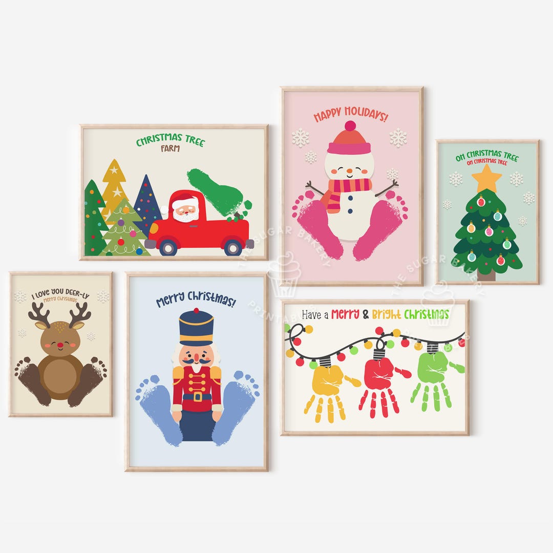 Christmas Handprint Craft Bundle Cute Colorful Holiday Handprint Art ...