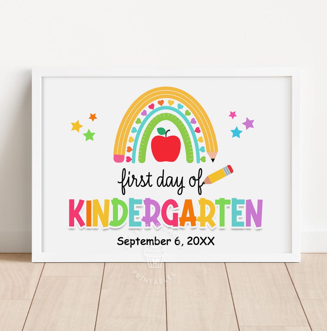 FIRST Day of KINDERGARTEN Sign, EDITABLE Kindergarten Sign ...