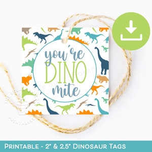 You Are DINO-MITE Treat Tag, Printable DINOMITE Gift Tag, Dino ...