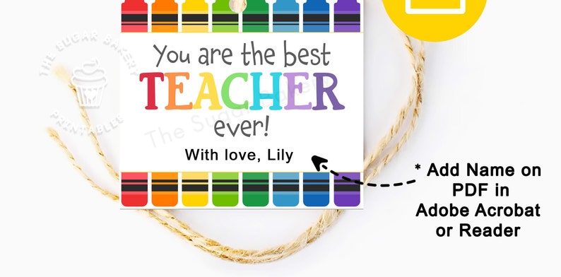 Teacher Appreciation TAG Best Teacher Ever CRAYON Tags - Etsy