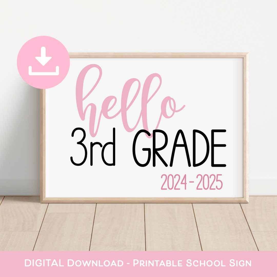 First Day of 3rd Grade Sign, Printable First Day of 3rd GRADE SIGN Pink ...