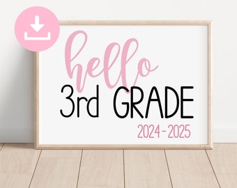 First Day of 3rd Grade Girly Printable Back to School - Etsy
