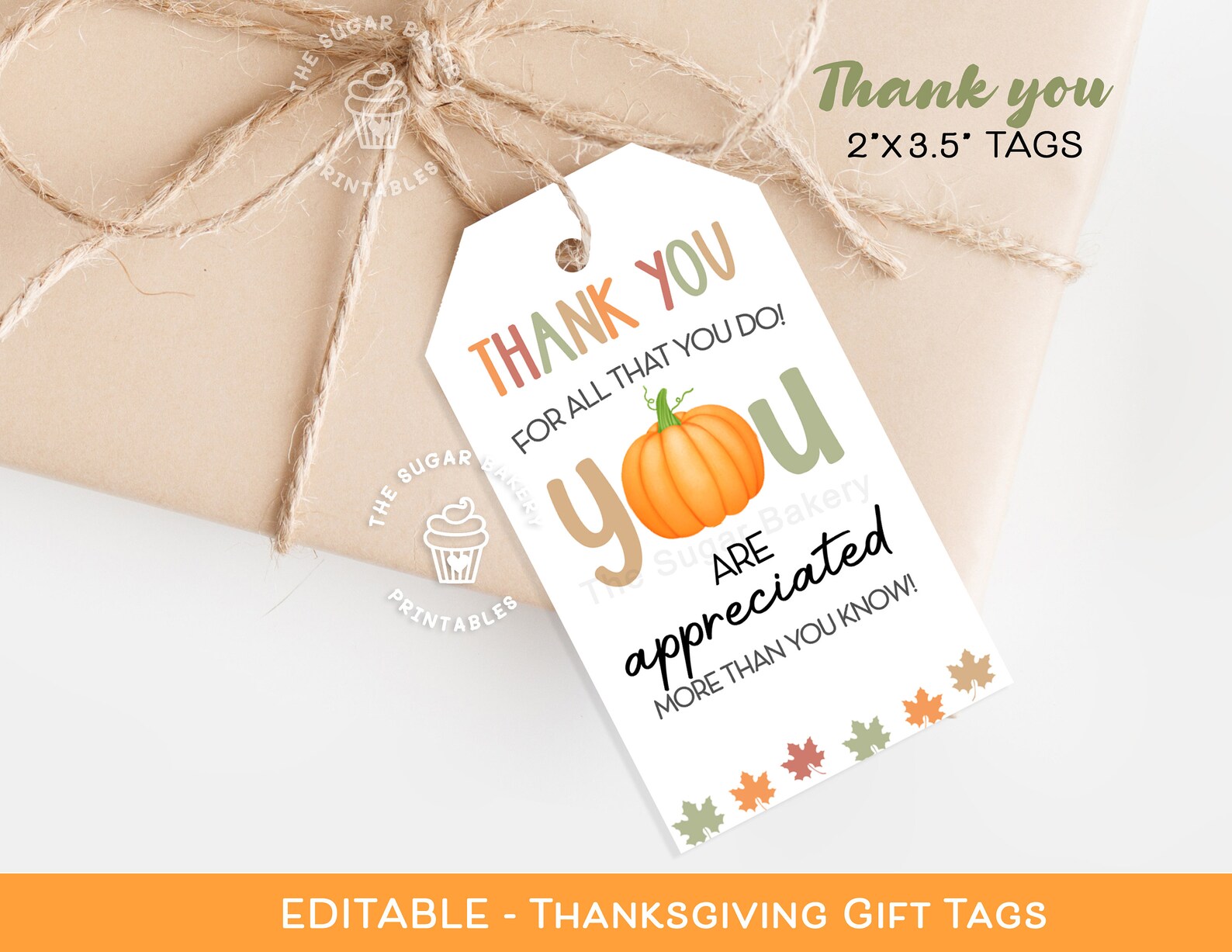 Thank You Thanksgiving Tag, Fall Thanksgiving Tag, You Are Appreciated ...