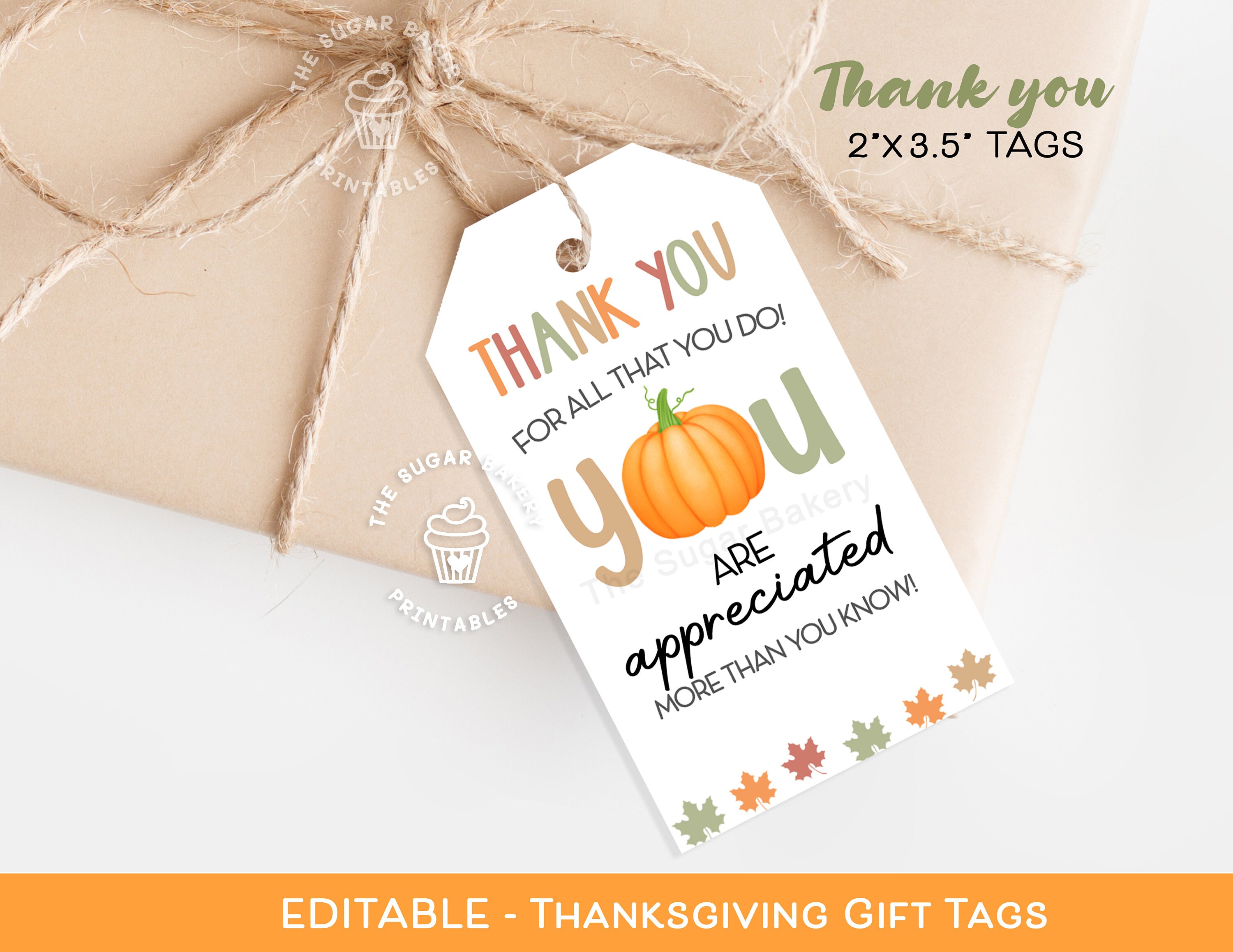 Thank You Thanksgiving Tag, Fall Thanksgiving Tag, You Are Appreciated ...