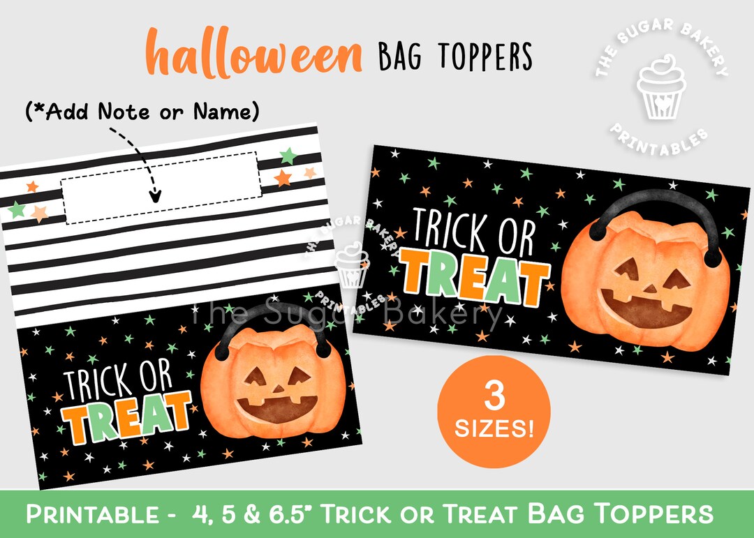 Trick or Treat Bag Topper Halloween Pumpkin Cookie Bag - Etsy