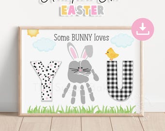 Easter Handprint Art, Printable Easter Bunny Handprint Footprint Craft ...