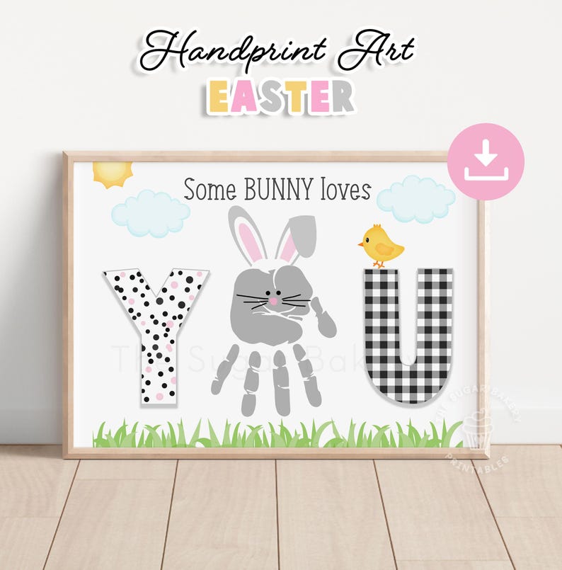 Easter HANDPRINT ART, Printable Easter Bunny Handprint Craft, Art ...