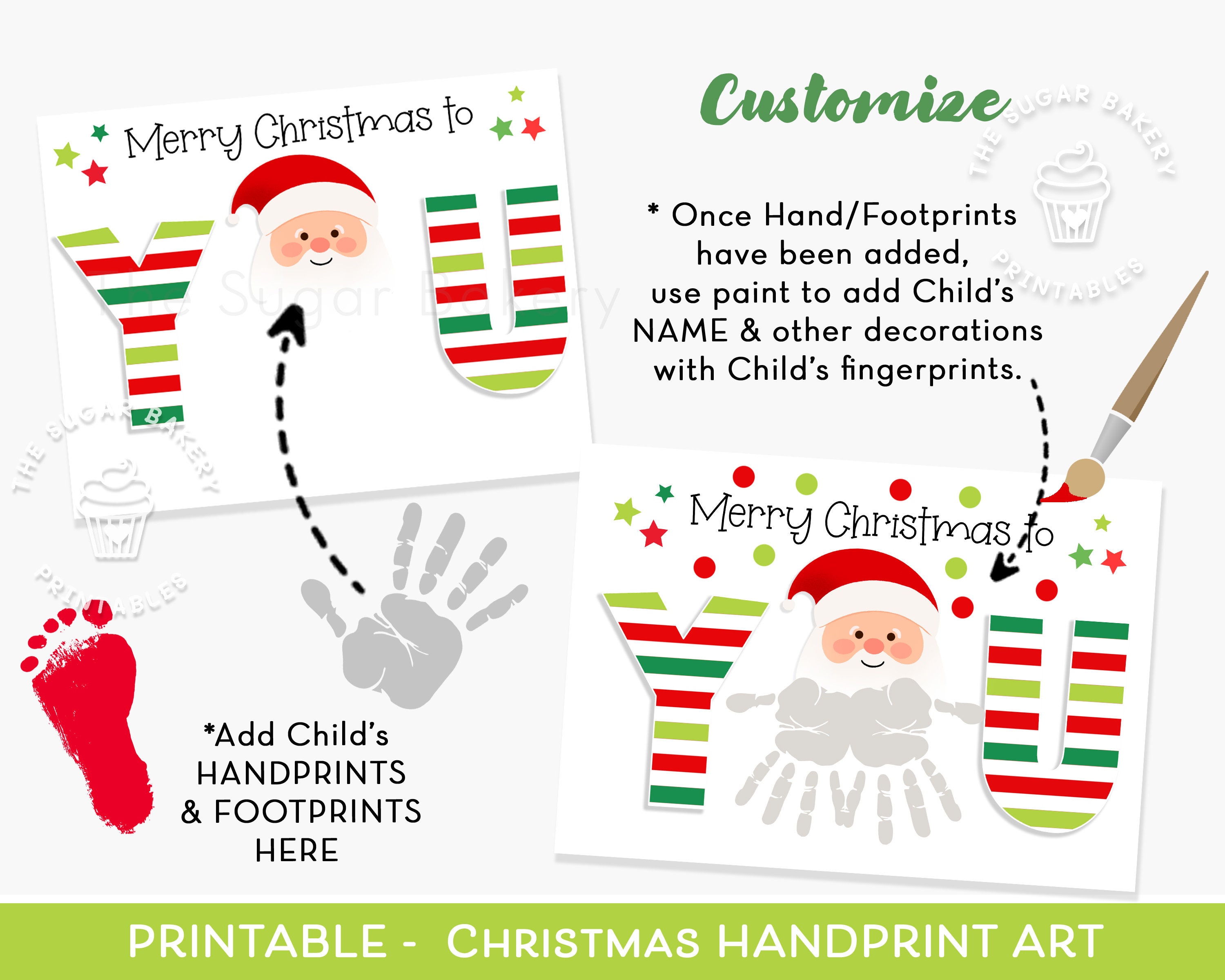 Christmas Handprint Art SANTA Merry Christmas Handprint Craft Christmas ...
