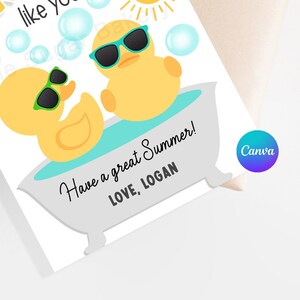 Editable Rubber Duck Tag, End of the Year Last Day SUMMER Favor Tag ...