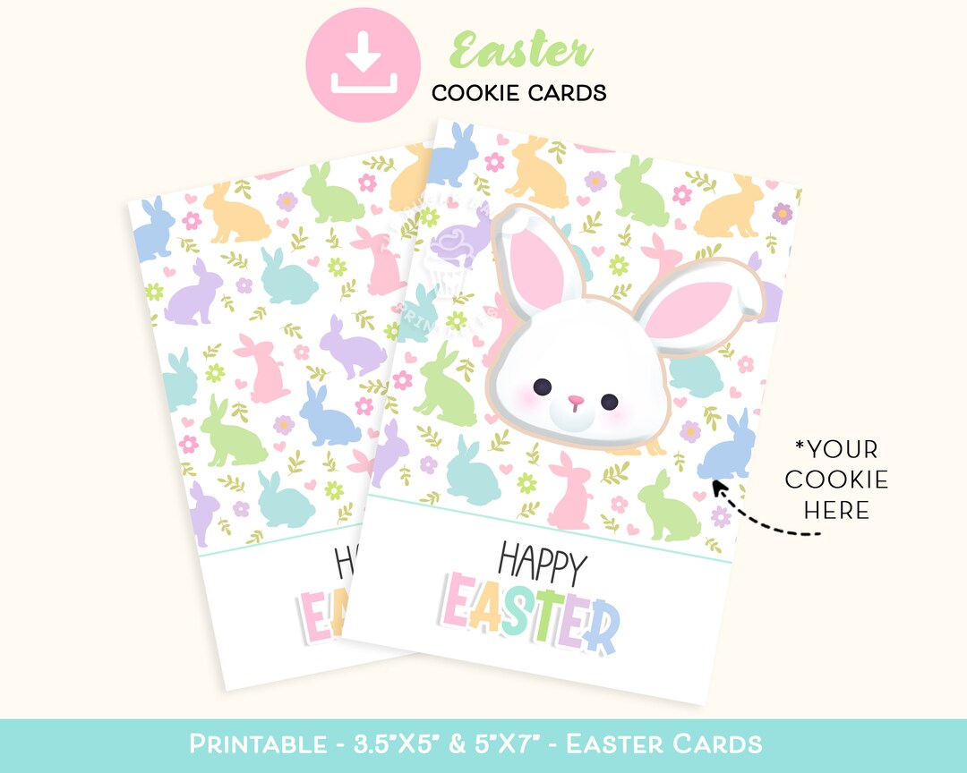 Easter Cookie Cards, Easter Bunny Cookie Card, Mini Cookie Card, Easter ...