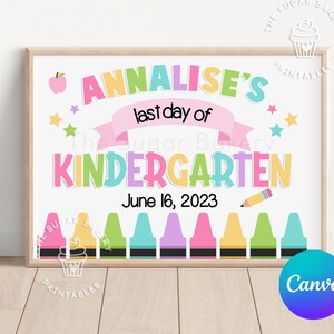 LAST Day of KINDERGARTEN SIGN, Editable Last Day of School Sign Pastel ...