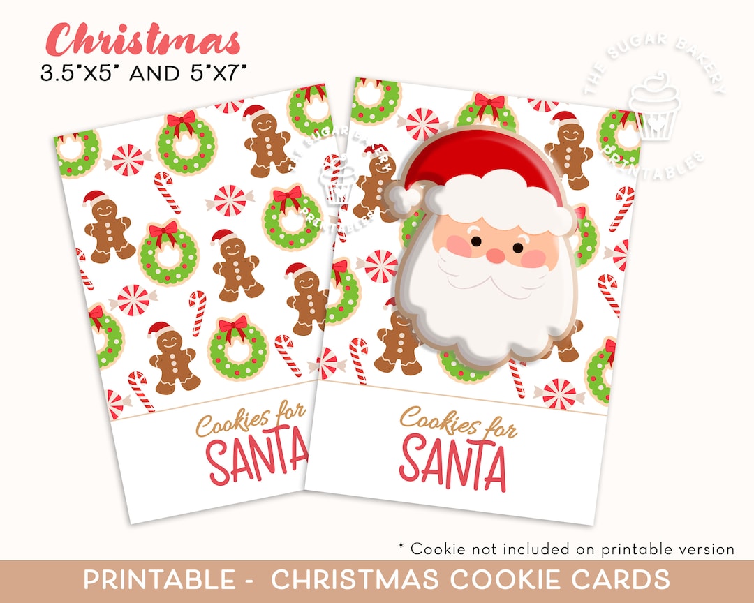 Cookies for SANTA Printable, Santa Cookie Card, Christmas Cookie Card ...