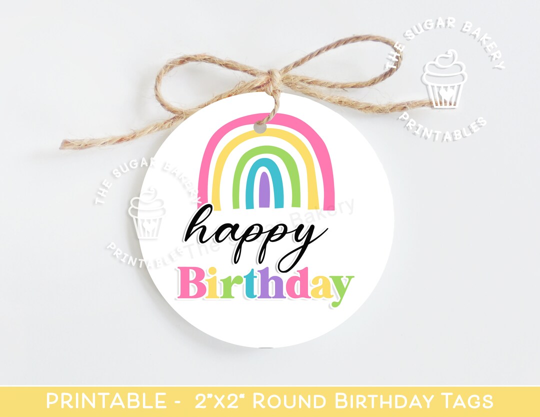 Happy Birthday Printable Gift TAGS, Rainbow Birthday Gift Tags ...