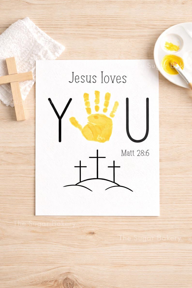 Easter Handprint Art, Easter Handprint Craft, He is Risen, Jesus Loves ...