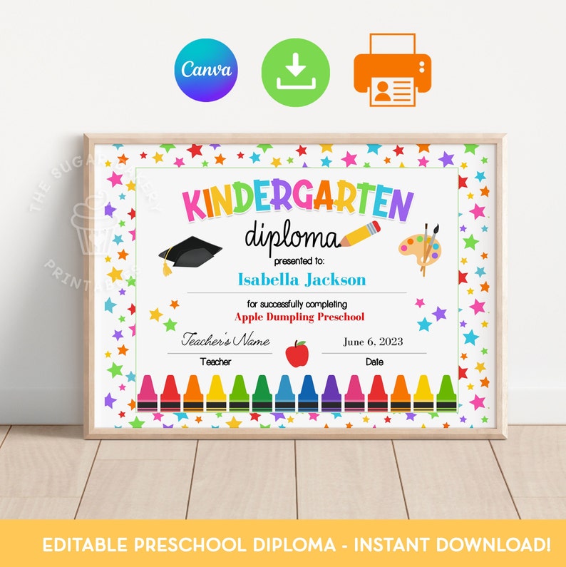 Editable Kindergarten Diploma, Kindergarten Graduation Diploma ...