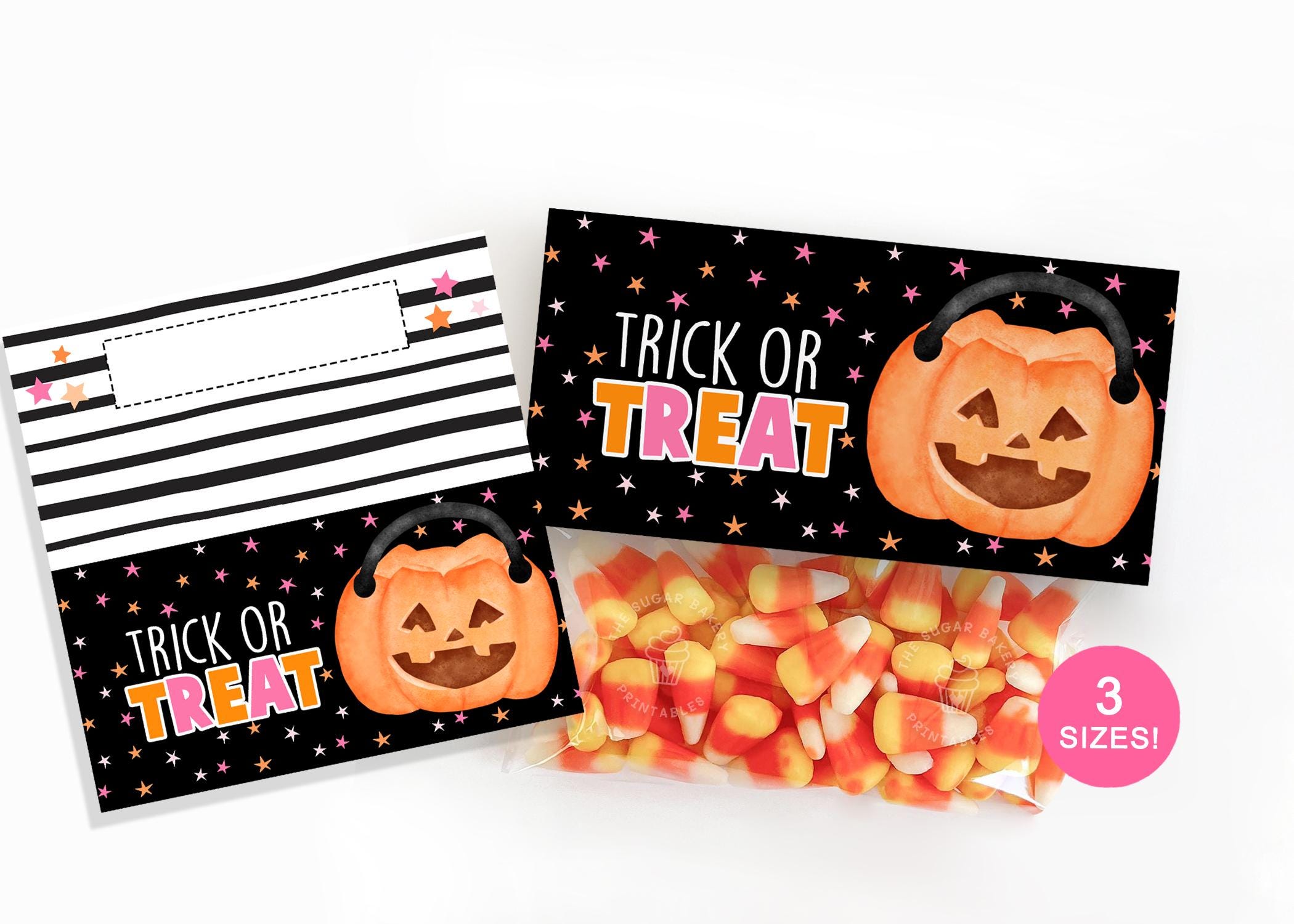 Trick or Treat Bag Topper, Halloween Pumpkin Cookie Bag Topper ...