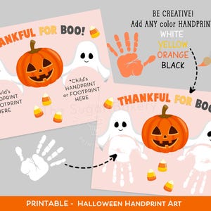 Happy Halloween Handprint Art Craft Ghost Pumpkin Jack O'lantern ...