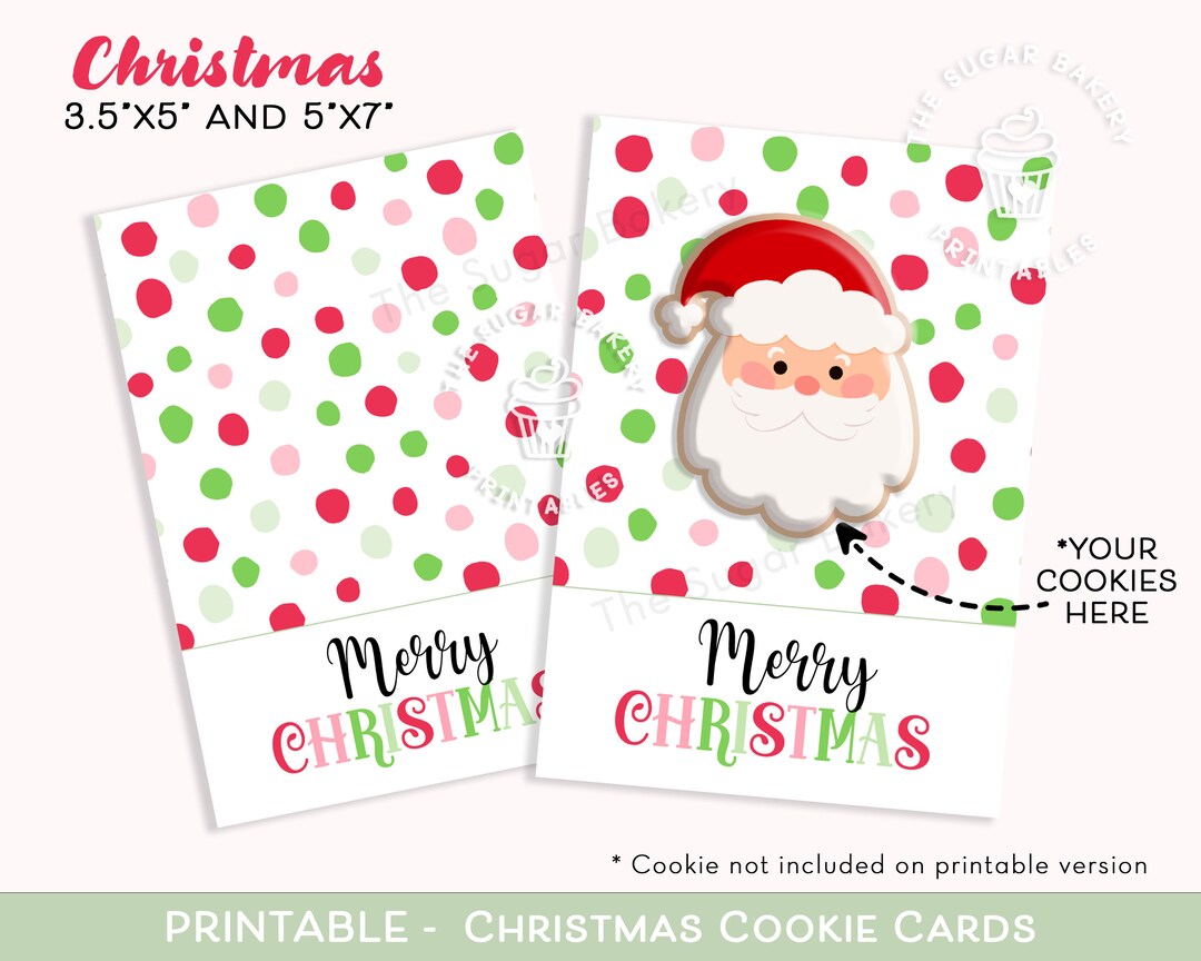 Merry Christmas Cookie Card, Santa Cookie Card, Candy Christmas Cookie ...