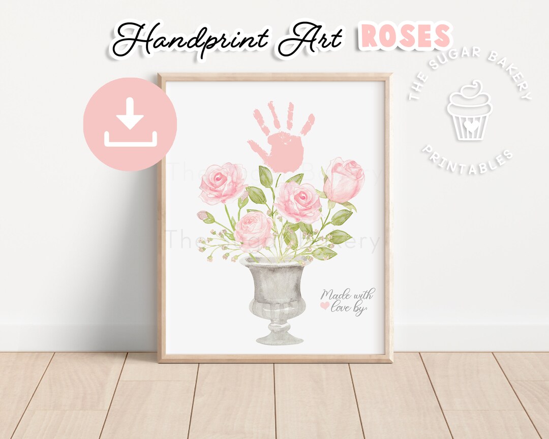 Mother's Day Handprint Art, Floral Bouquet Baby Girl Handprint, Gift ...