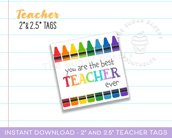 Teacher Appreciation TAG Best Teacher Ever TEACHER Thank You | Etsy