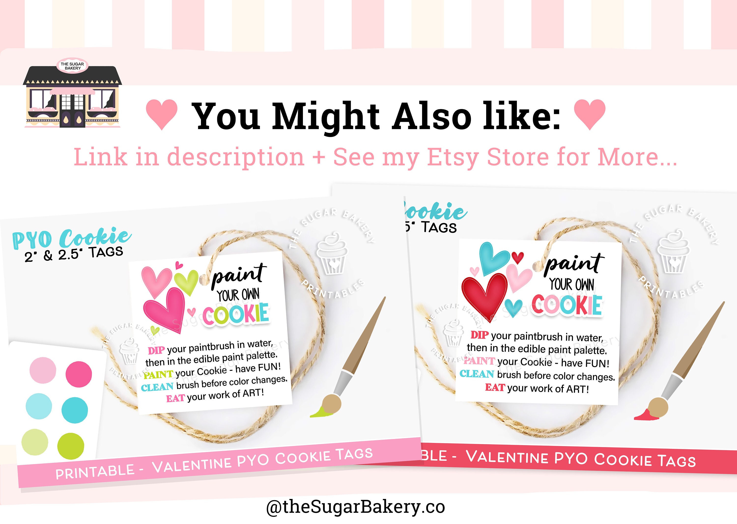 PYO Valentine Cookie Tags, Valentine Hearts Tags, PYO Cookie ...
