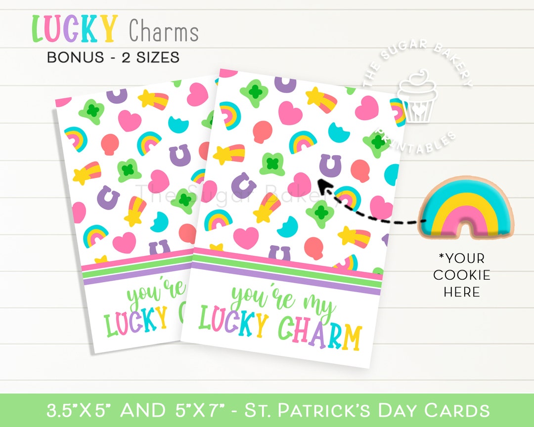 You're My Lucky Charms Cookie Card, Mini and 5x7 Lucky Charm Card, St ...
