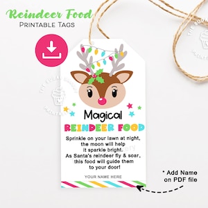 Printable Reindeer Food Tag, Reindeer Food Tag Printable, Magic ...