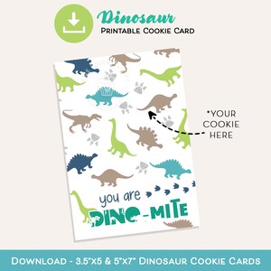 Printable Dinosaur Cookie Card, You're DINO-MITE Cookie Card, Printable ...