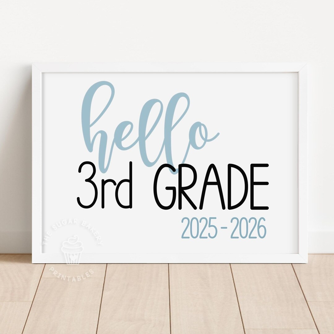 Printable First Day of 3rd GRADE SIGN Hello 3rd Grade Sign First Day of ...