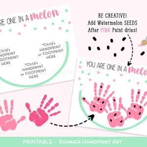 Summer Handprint Craft, Watemelon One in a MELON, Summer Handprint Art ...